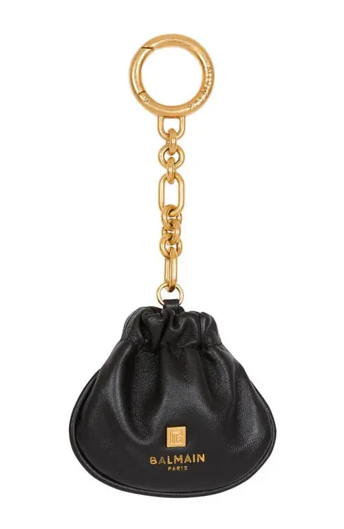 Balmain Pulse Leather Key Ring - Black