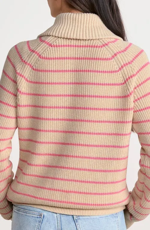 Vineyard Vines Striped Half Button Sweater - Oatmeal Heather