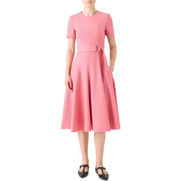 Akris Cotton Blend Belted A-line Dress - Blush