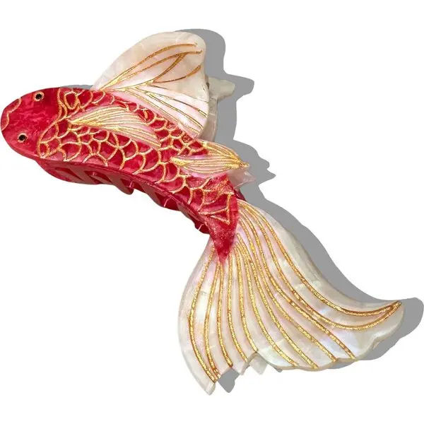 SOLAR ECLIPSE Hand-painted Koi Fish Claw Clip - Red