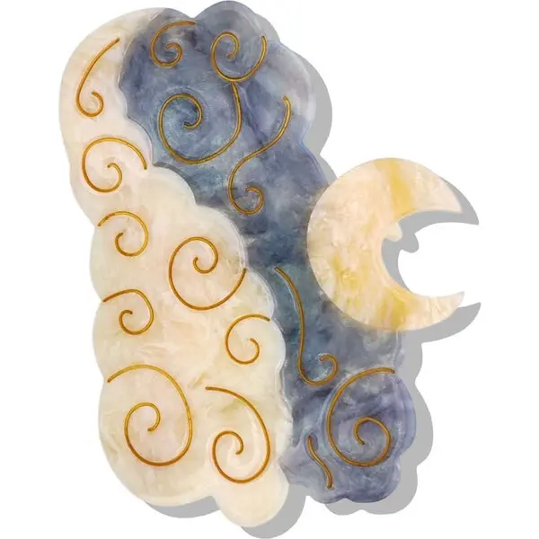 SOLAR ECLIPSE Hand-painted Celestial Moon Claw Clip - Yellow