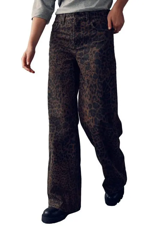 NEXT Animal Print High-waist Wide-leg Jeans
