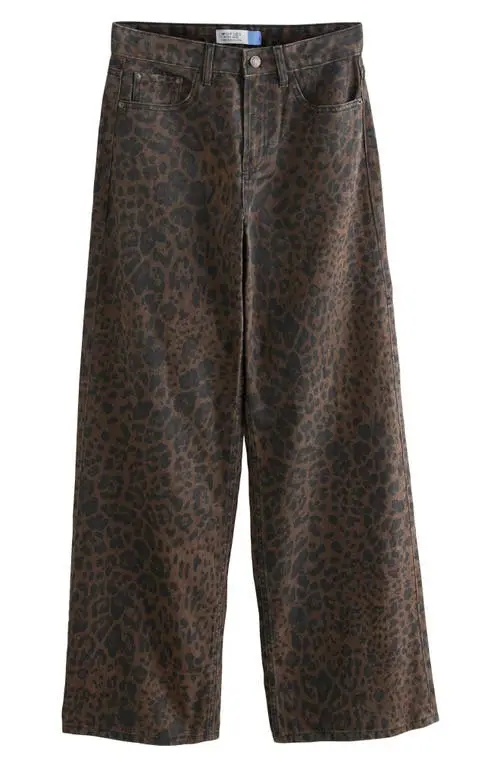 NEXT Animal Print High-waist Wide-leg Jeans