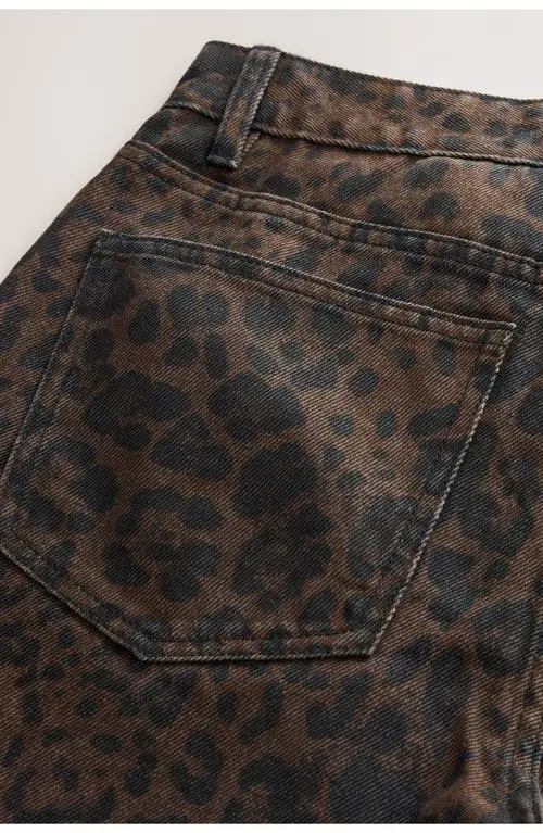 NEXT Animal Print High-waist Wide-leg Jeans