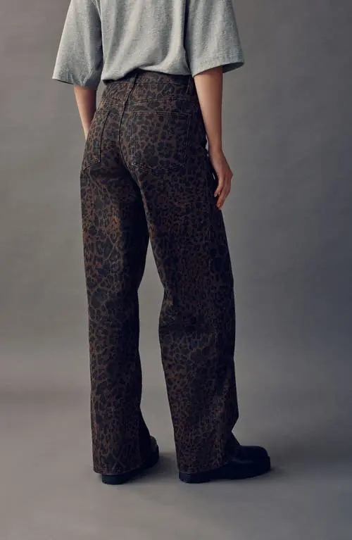 NEXT Animal Print High-waist Wide-leg Jeans