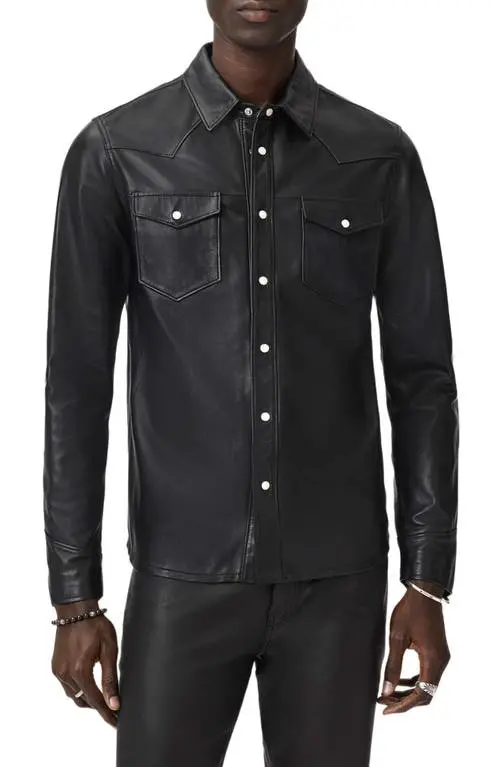 John Varvatos Sage Sheepskin Leather Shirt Jacket