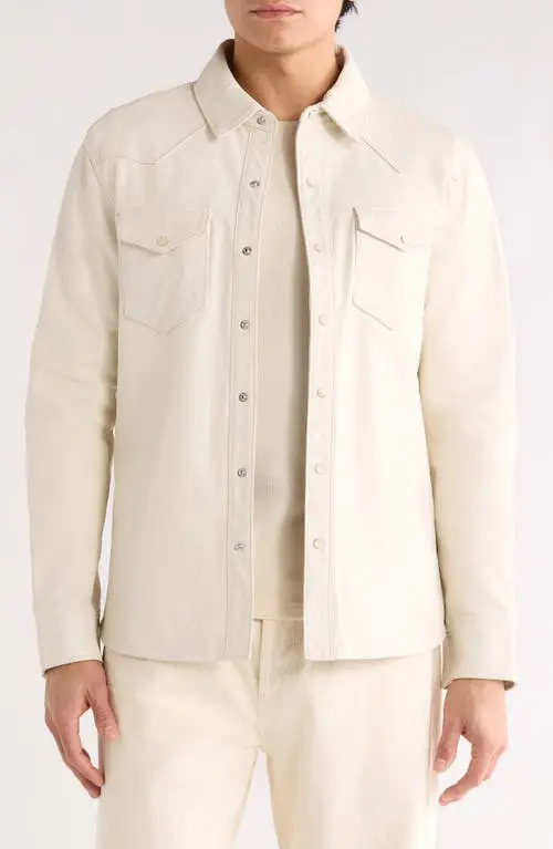 John Varvatos Sage Sheepskin Leather Shirt Jacket - Ivory