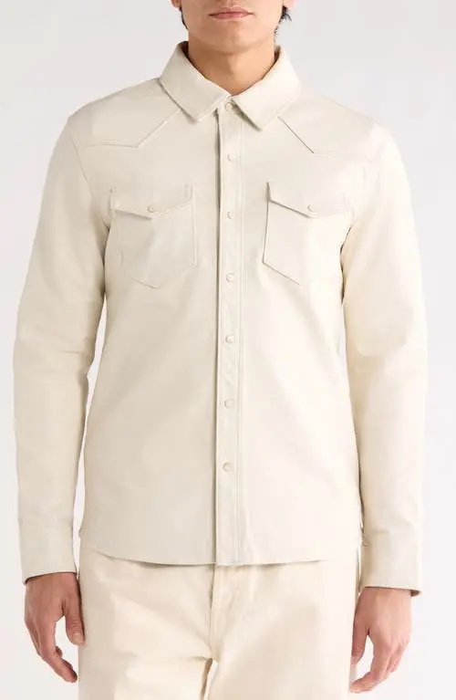 John Varvatos Sage Sheepskin Leather Shirt Jacket - Ivory