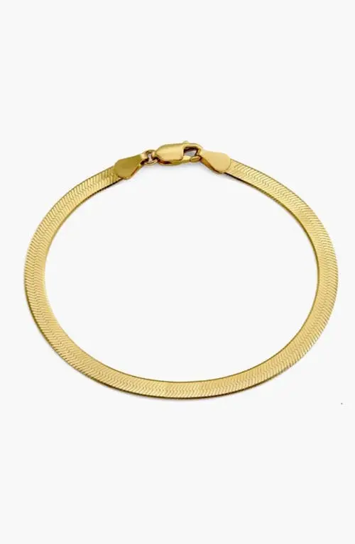 OAK & LUNA Herringbone Slim Bracelet - Gold Vermeil