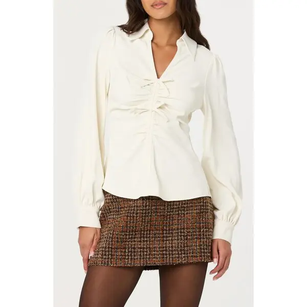 Astr The Label Simran Ruched Front Shirt