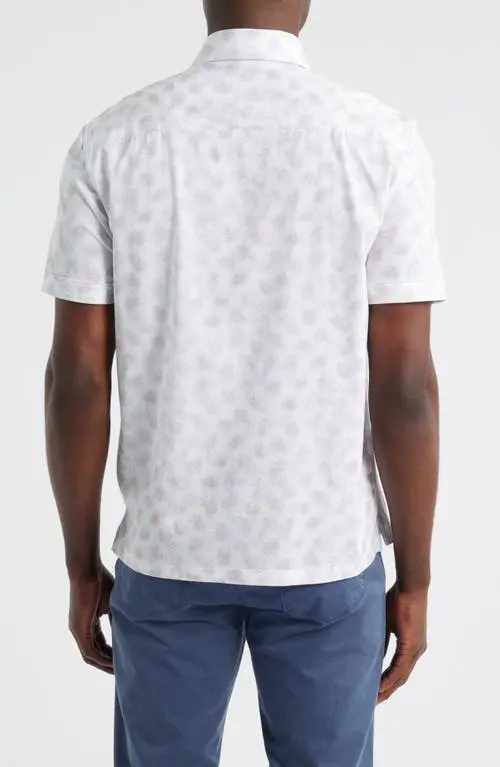 Bugatchi Milo Ooohcotton® Palm Leaf Print Short Sleeve Button-up Shirt - Primerose