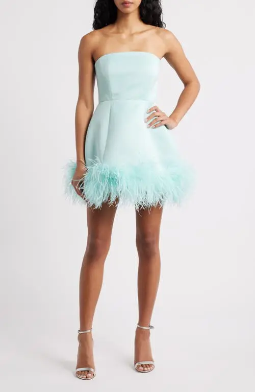 DELFI COLLECTIVE Ivy Feather-trim Strapless Mini Dress