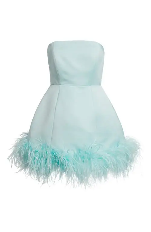 DELFI COLLECTIVE Ivy Feather-trim Strapless Mini Dress