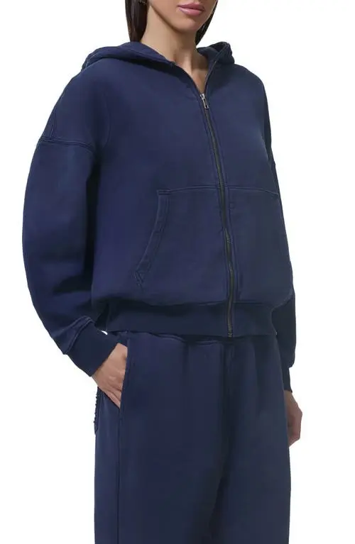 AFRM Oren Cotton Zip Hoodie - Black Iris