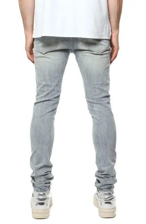 PURPLE BRAND Three Year Distressed Ripped Knee Skinny Jeans - Light Indigo