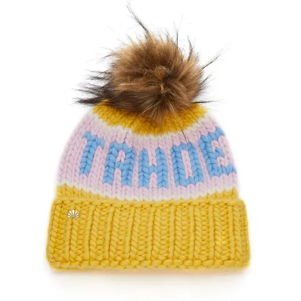 Lele Sadoughi Tahoe Beanie With Faux Fur Pompom - Sunshine Multi