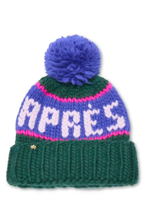 Lele Sadoughi Apres Pompom Beanie - Navy Forest Multi