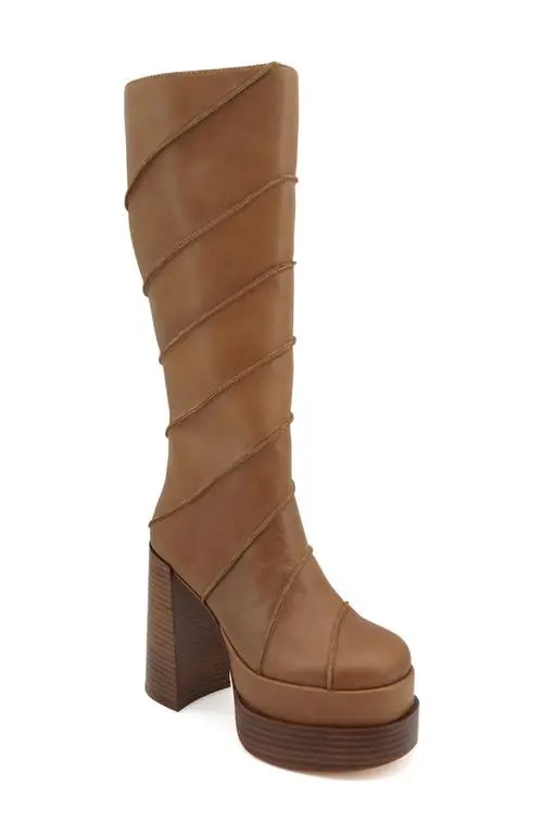 ZIGI Albania Platform Knee High Boots - Light Tan