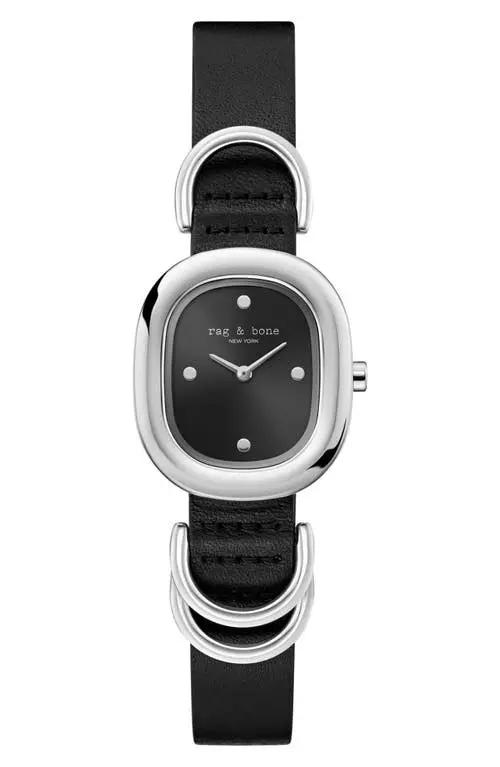 Rag & Bone Rory Leather Strap Watch - Black