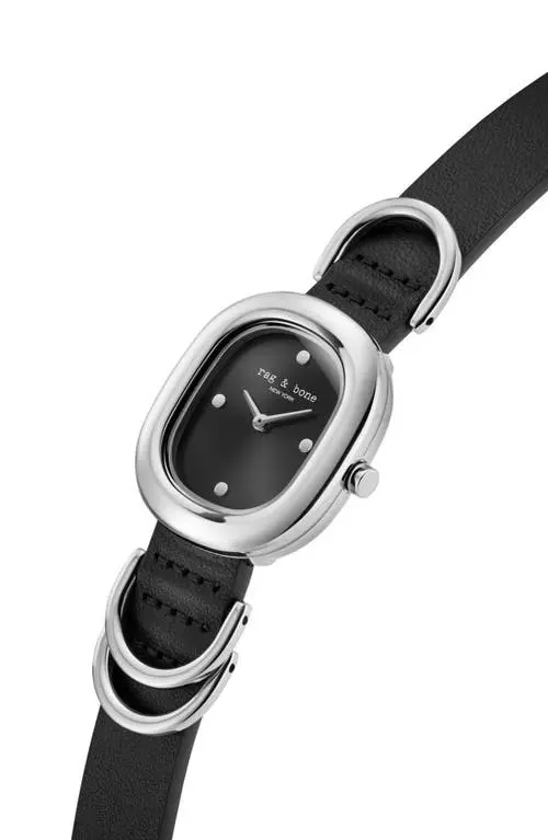 Rag & Bone Rory Leather Strap Watch - Black