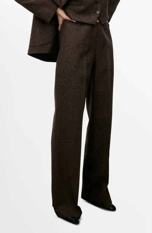 Mango Straight Leg Wool Blend Trousers