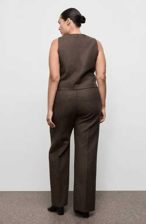 Mango Straight Leg Wool Blend Trousers