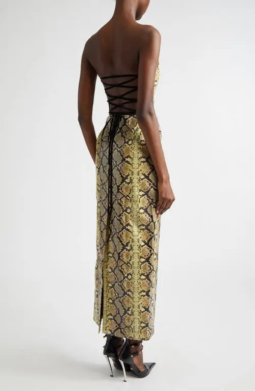 KIM SHUI Mitchell Embossed Faux Leather Maxi Dress