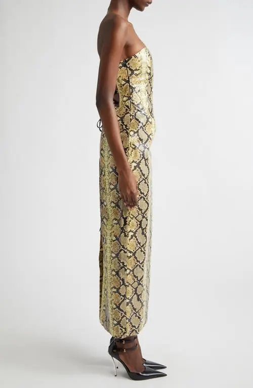 KIM SHUI Mitchell Embossed Faux Leather Maxi Dress