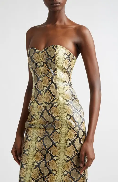 KIM SHUI Mitchell Embossed Faux Leather Maxi Dress