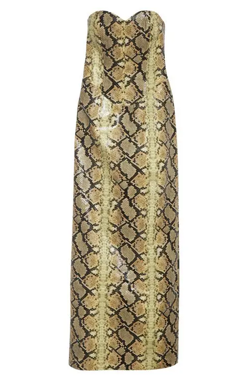 KIM SHUI Mitchell Embossed Faux Leather Maxi Dress