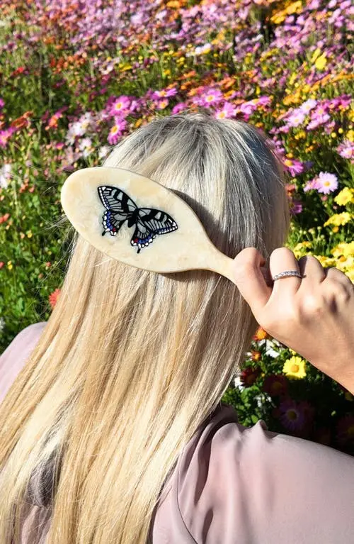 SOLAR ECLIPSE Hand Painted Swallowtail Amazing Hair Day Brush