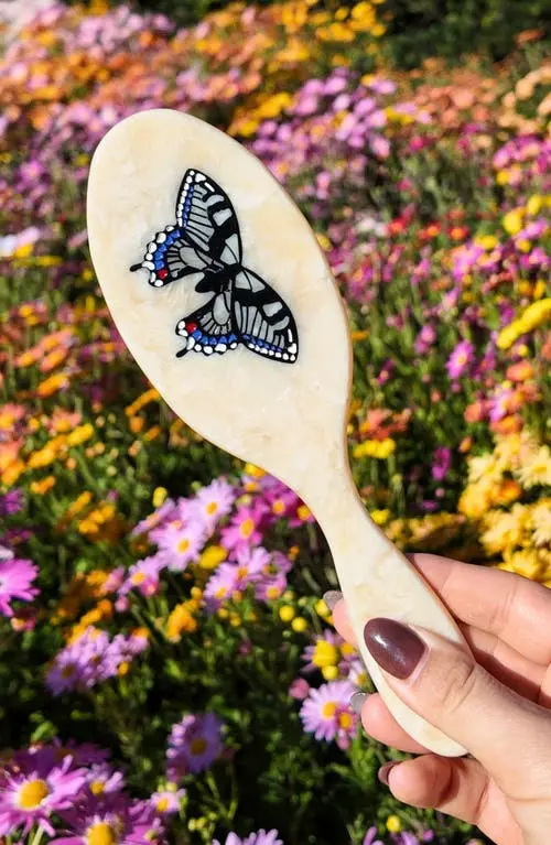 SOLAR ECLIPSE Hand Painted Swallowtail Amazing Hair Day Brush