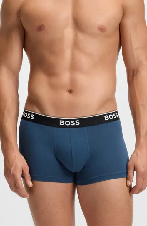 BOSS Assorted 3-pack Power Stretch Cotton Trunks - Blue Multi