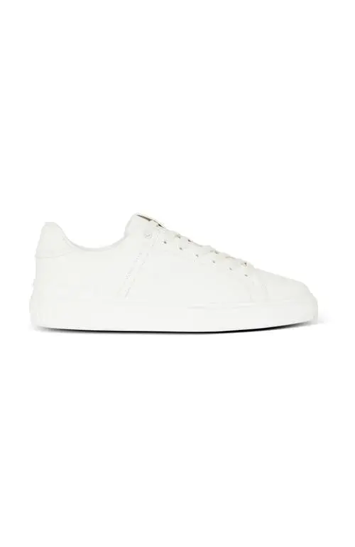 Balmain B-court Calfskin Trainers - White