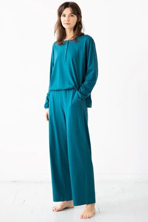 SALUA Pima Cotton Henley - Deep Teal