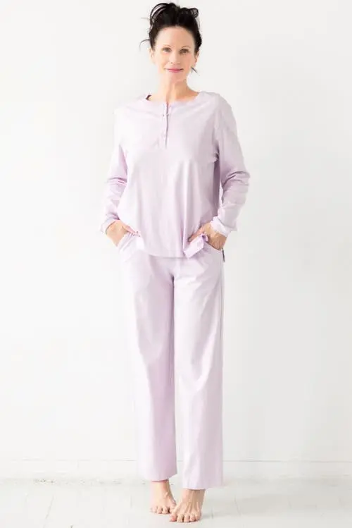SALUA Pima Cotton Henley - Lavender