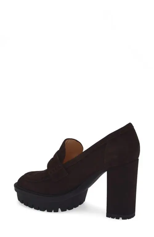 GIANVITO ROSSI Platform Loafer Pump - Moka