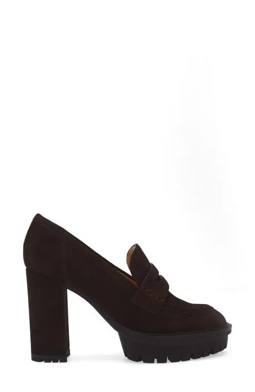GIANVITO ROSSI Platform Loafer Pump - Moka