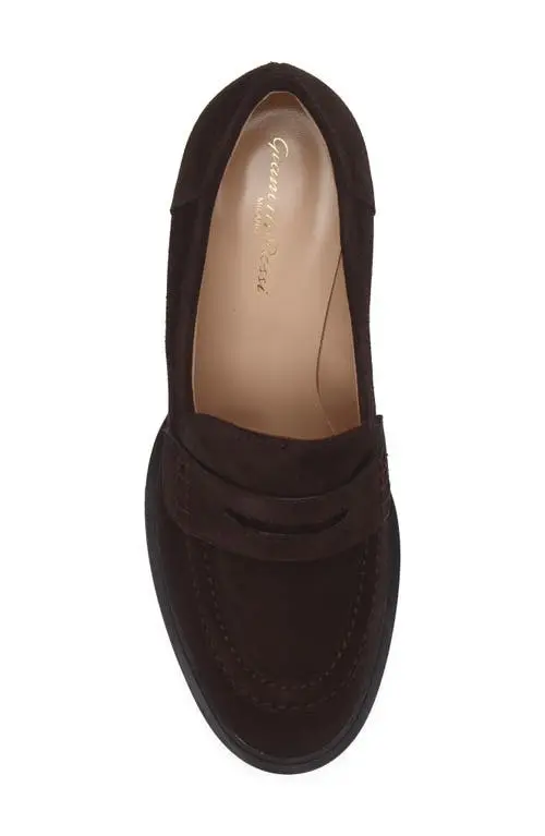 GIANVITO ROSSI Platform Loafer Pump - Moka