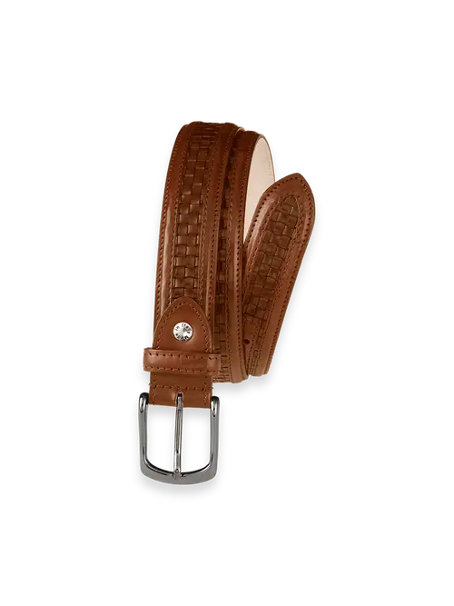 PAUL FREDRICK Everett Woven Belt - Mahogany