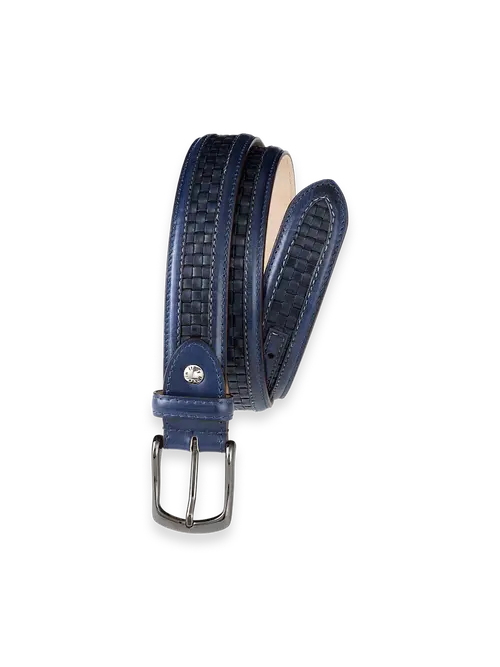 PAUL FREDRICK Everett Woven Belt - Navy