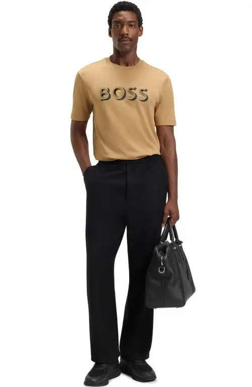 BOSS Thompson Cotton Logo Graphic T-shirt - Medium Beige