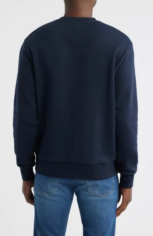 BOSS Soleri Abstract Graphic Cotton Fleece Crewneck Sweatshirt - Dark Blue