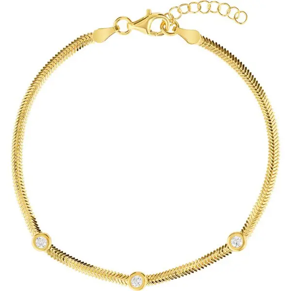ATHRA LUXE Herringbone Cubic Zirconia Bracelet - Gold