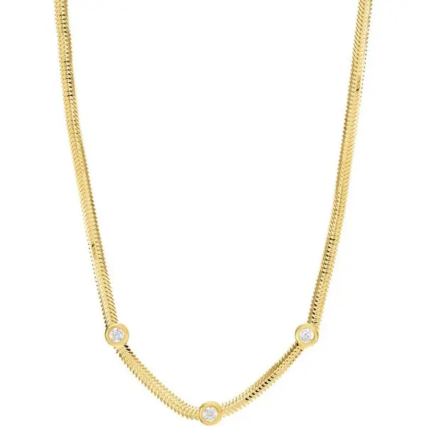 ATHRA LUXE Station Herringbone Chain Necklace - Gold