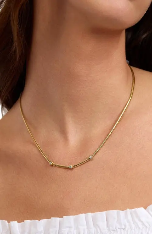 ATHRA LUXE Station Herringbone Chain Necklace