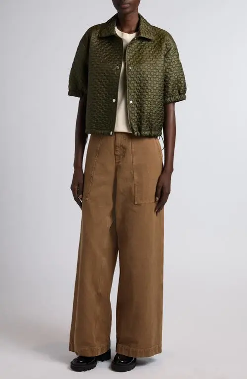 Moncler Flower Quilted Short Sleeve Jacket