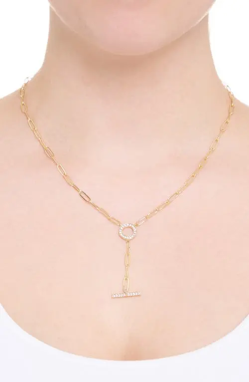 ATHRA LUXE Pavé Paper Clip Chain Toggle Necklace