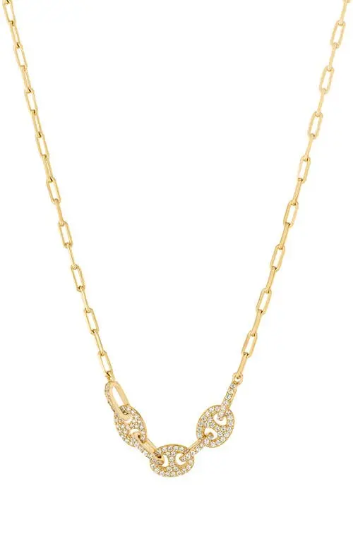 ATHRA LUXE Cubic Zirconia Mariner Link Necklace - Gold