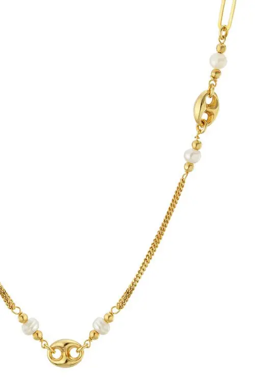 ATHRA LUXE Cultured Pearl And Mariner Link Necklace